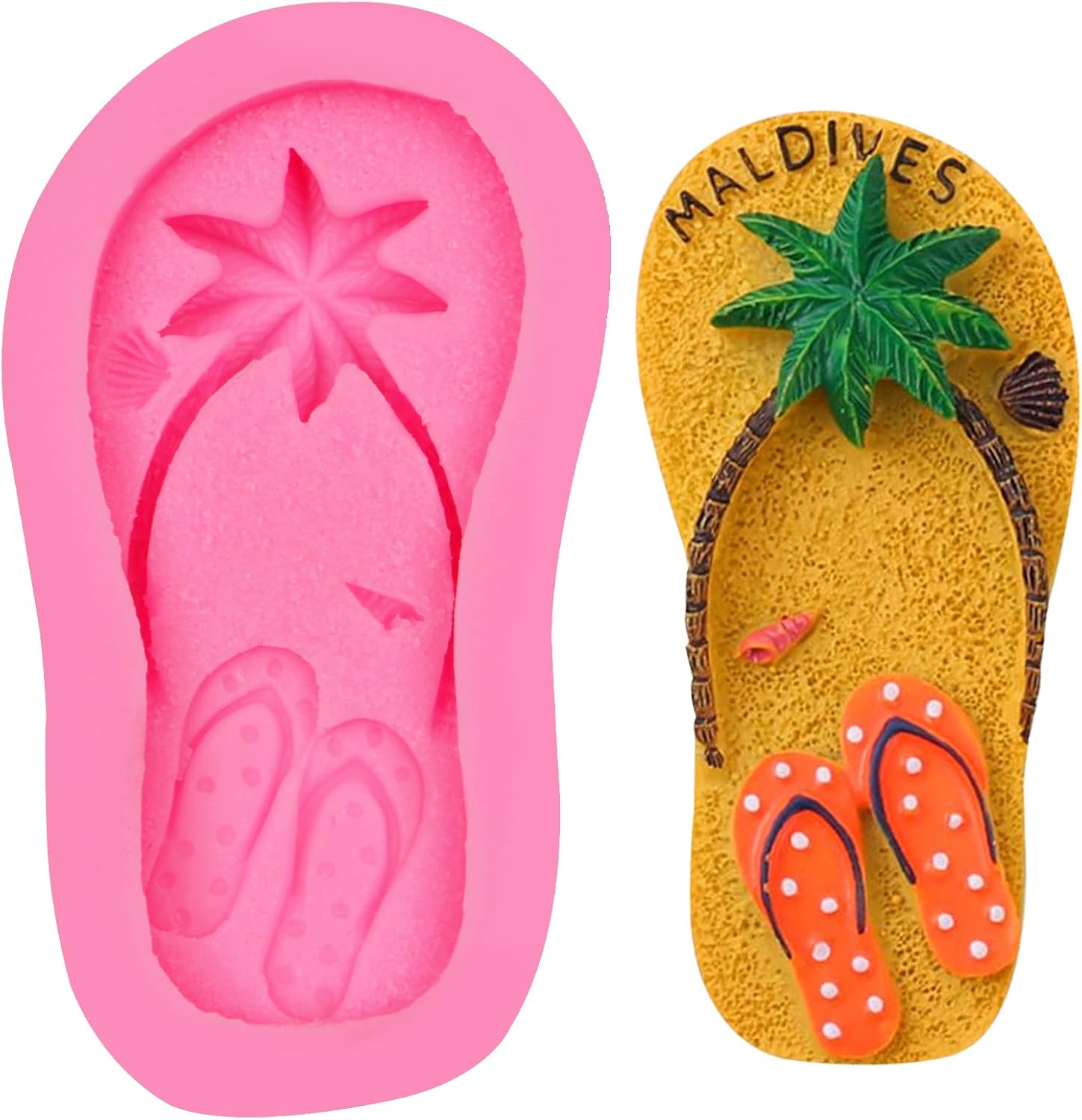 Amazon.com: Tropical Flip-Flop Silicone Molds 1 Pcs, 3D Beach Slipper ...
