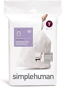 Amazon.com: simplehuman CW0216 code T Custom Fit Bin Liners, White Plastic (Pack of 40 Liners ...