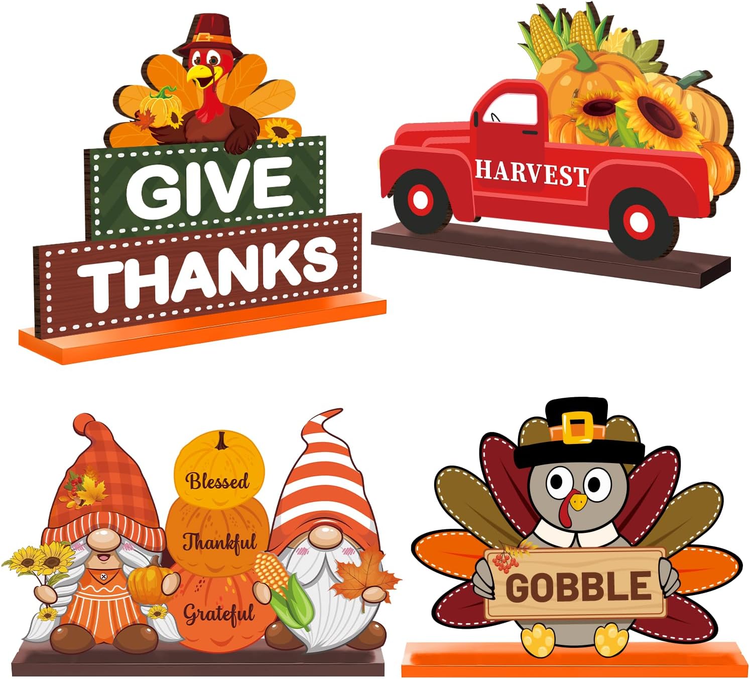 Amazon.com: 4 Pack Thanksgiving Table Decorations, Thanksgiving Tables ...