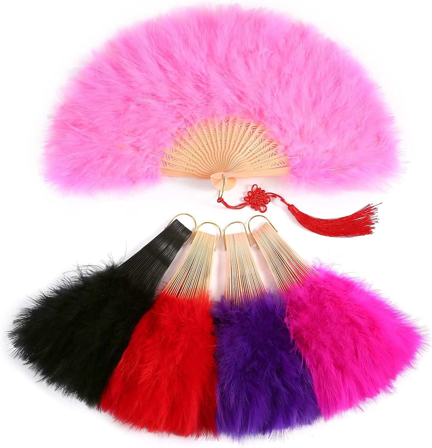 Amazon.com: Ray Feather Folding Marabou Handheld Fan for Costume Party ...
