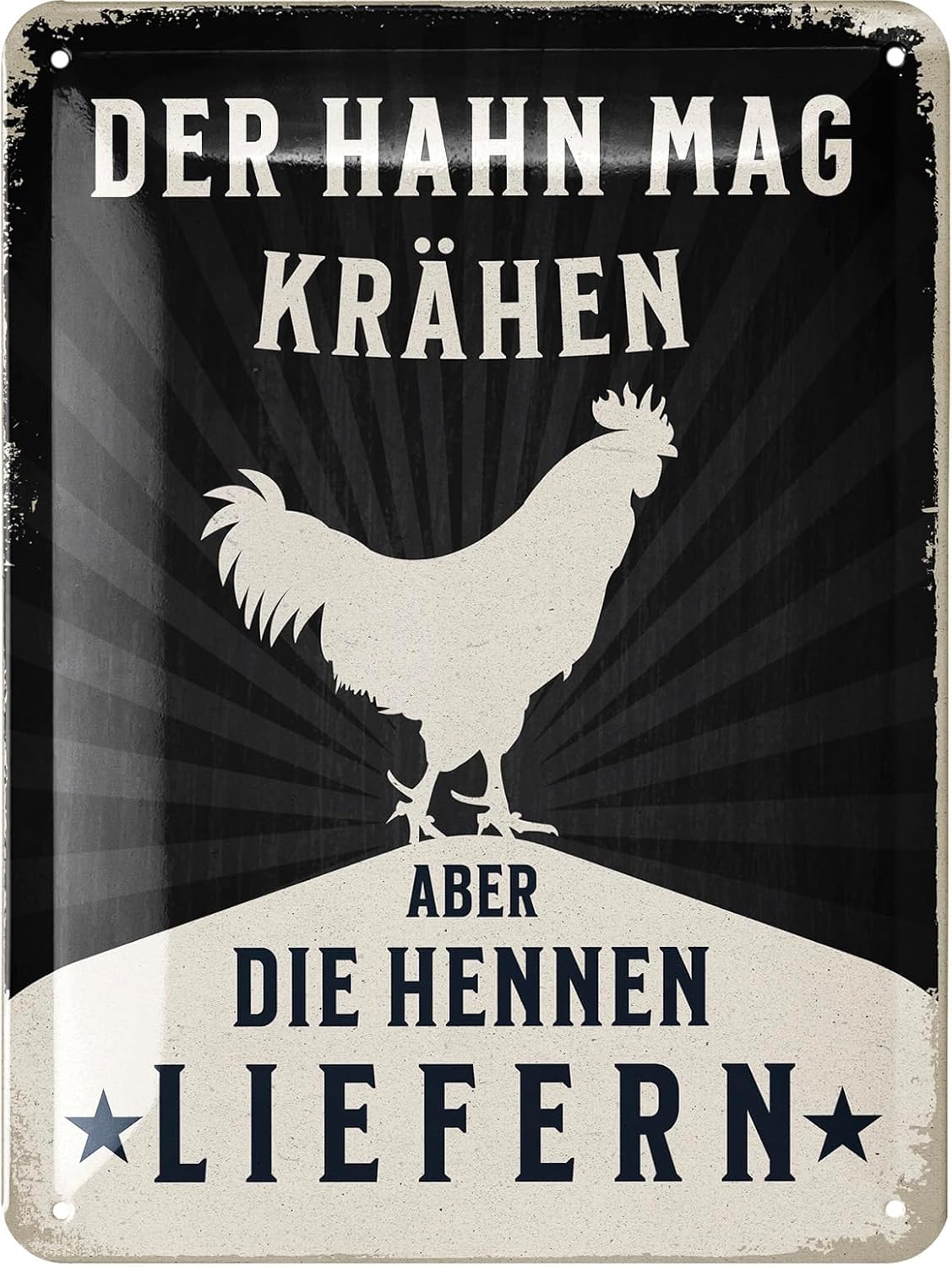 LANOLU Retro Blechschild Hühnerstall Schild DER HAHN MAG KRÄHEN Aber ...