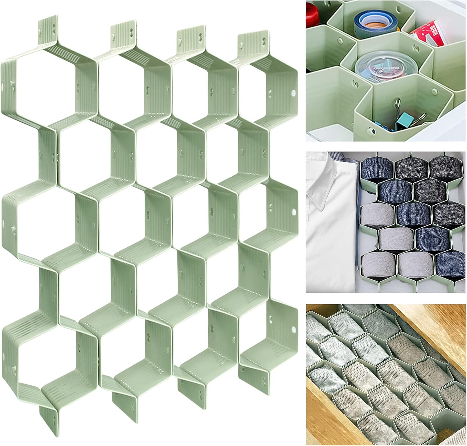 FuninCrea 8 Pcs Honeycomb Separator Adjustable Drawer Storage Partition ...