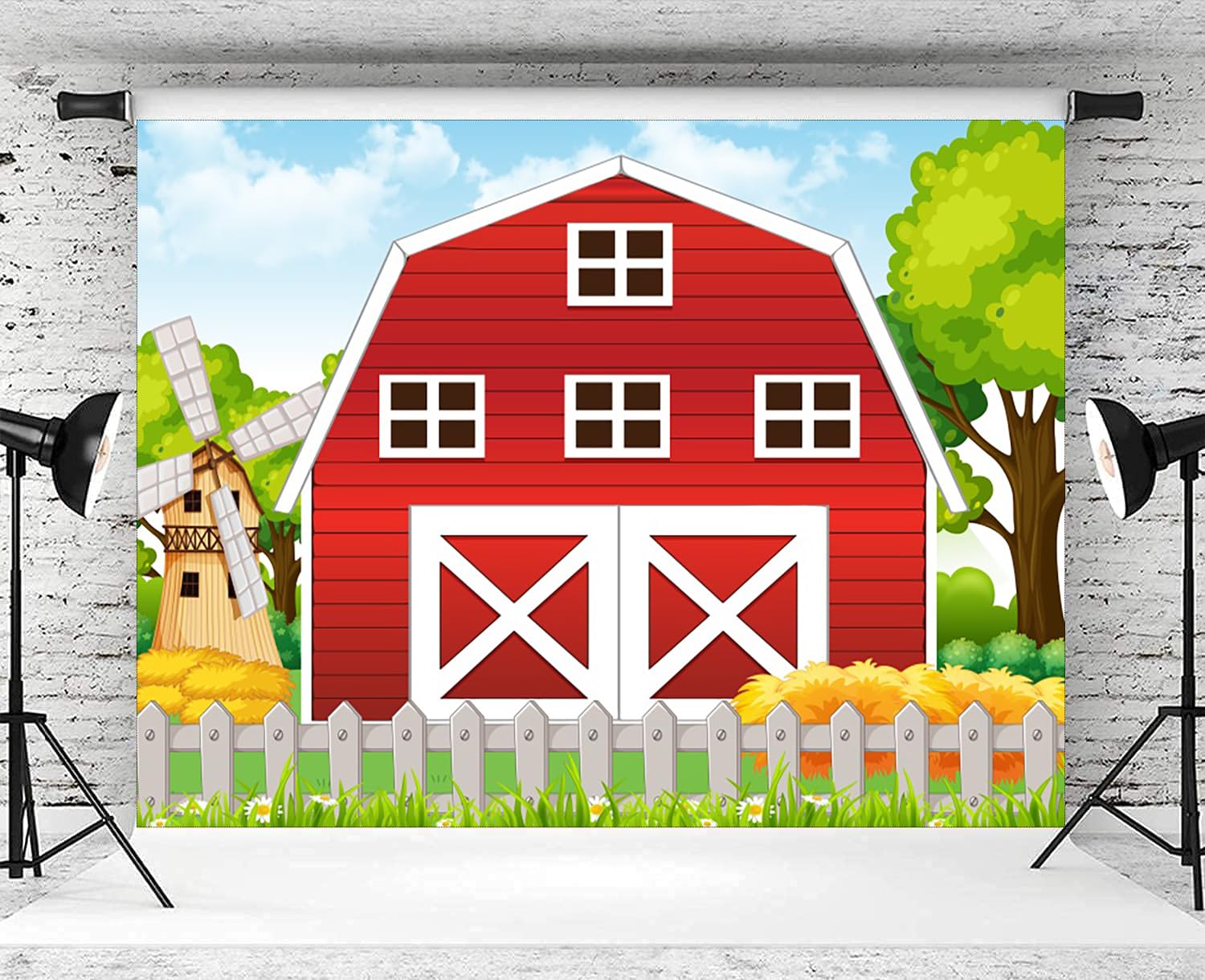 Farm Backdrop For Photoshoot Bellimas Cartoon Farm Animals Barnyard ...