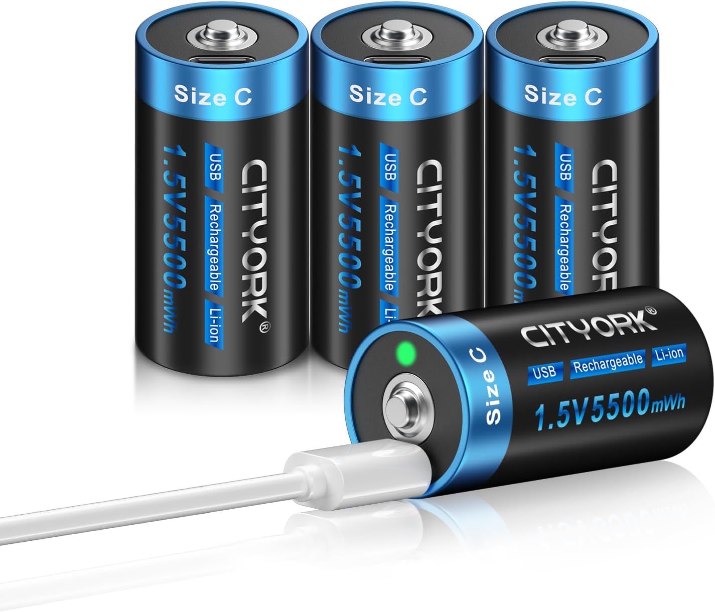 Amazon.com: CITYORK USB Rechargeable C Lithium Batteries, 5500mWh C ...