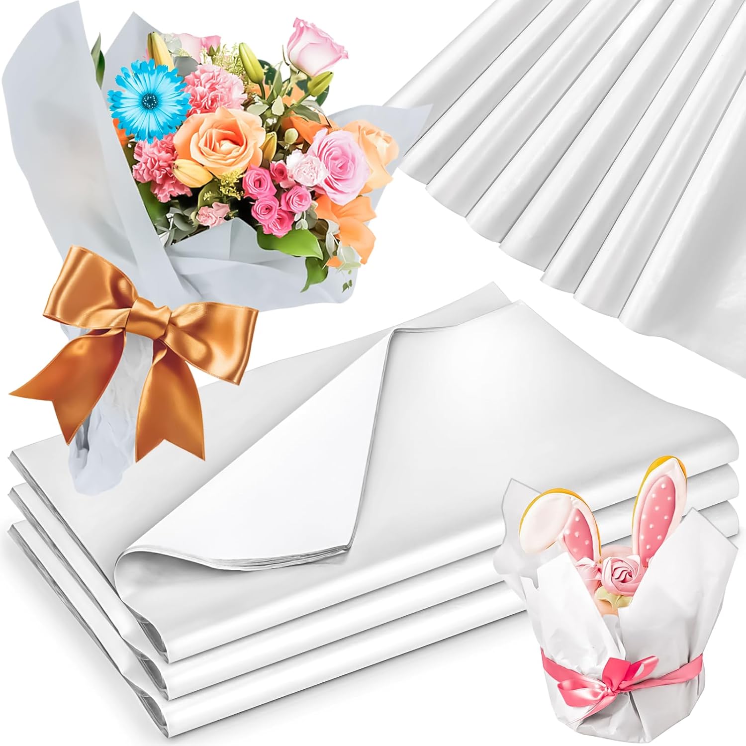 Amazon.com: MotBach 140 Sheets White Tissue Paper,15" x 20",Large ...