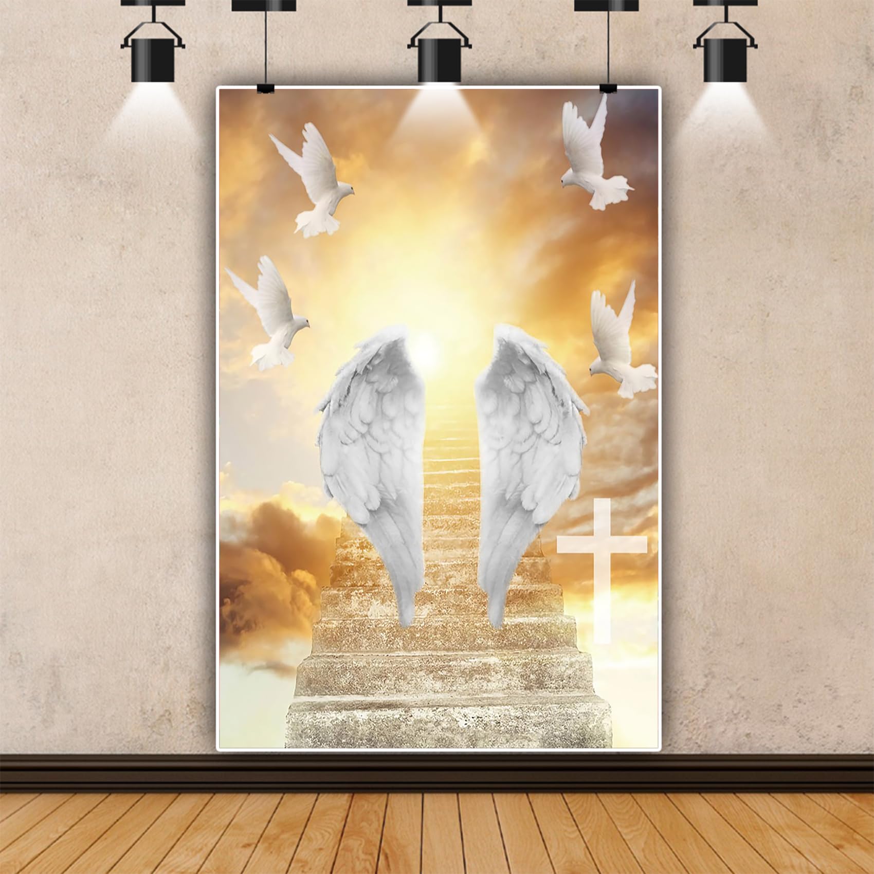 Amazon.com : Renaiss 6x8ft Angel Wings Backdrop for Photoshoot Kids ...