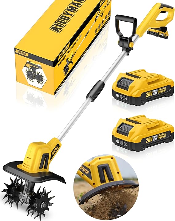 Amazon.com : Alloyman 20V Cordless Tiller Cultivator, 360RPM Electric ...