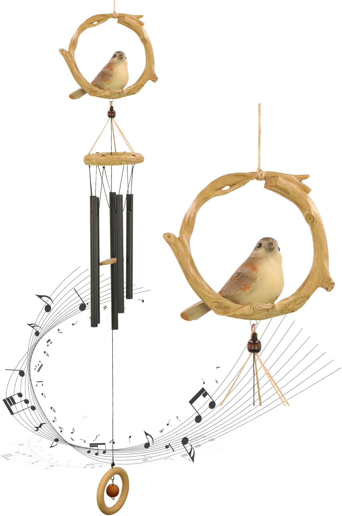 Amazon.com : Fariita Resin Bird Wind Chimes for Outside 33 Inch Hanging ...