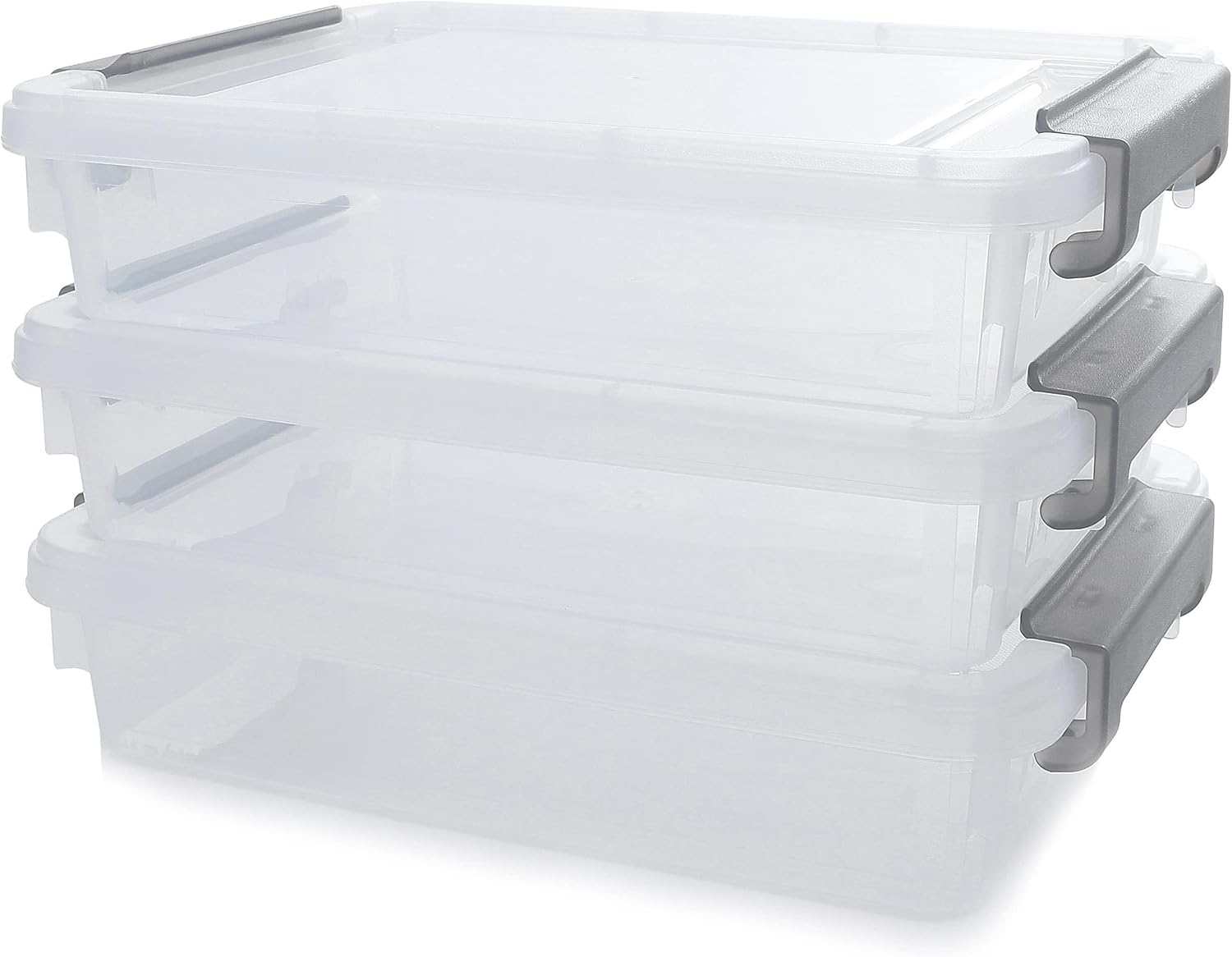 Amazon.com: KAIZE 3 PCS Plastic Storage Bins with Latching Lids Clear ...