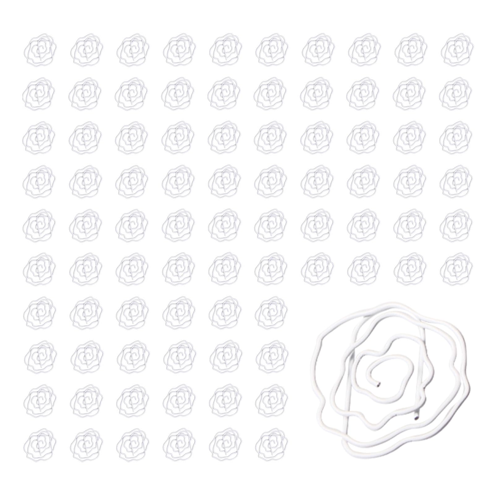 Amazon.com: Cyrank Flower Paper Clips 100pcs, White Rose Shape Paper ...