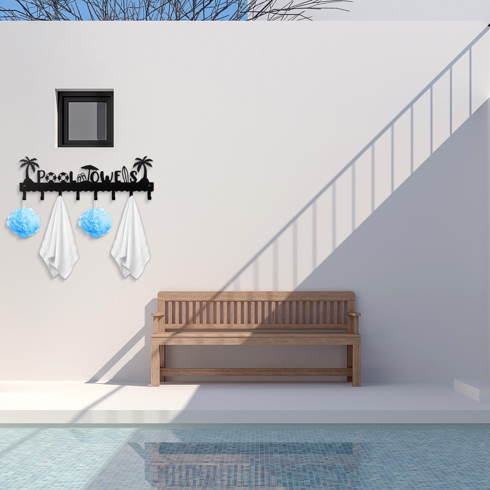 Snapklik.com : Capoda Pool Towel Rack Metal Towel Hooks Wall Mounted ...