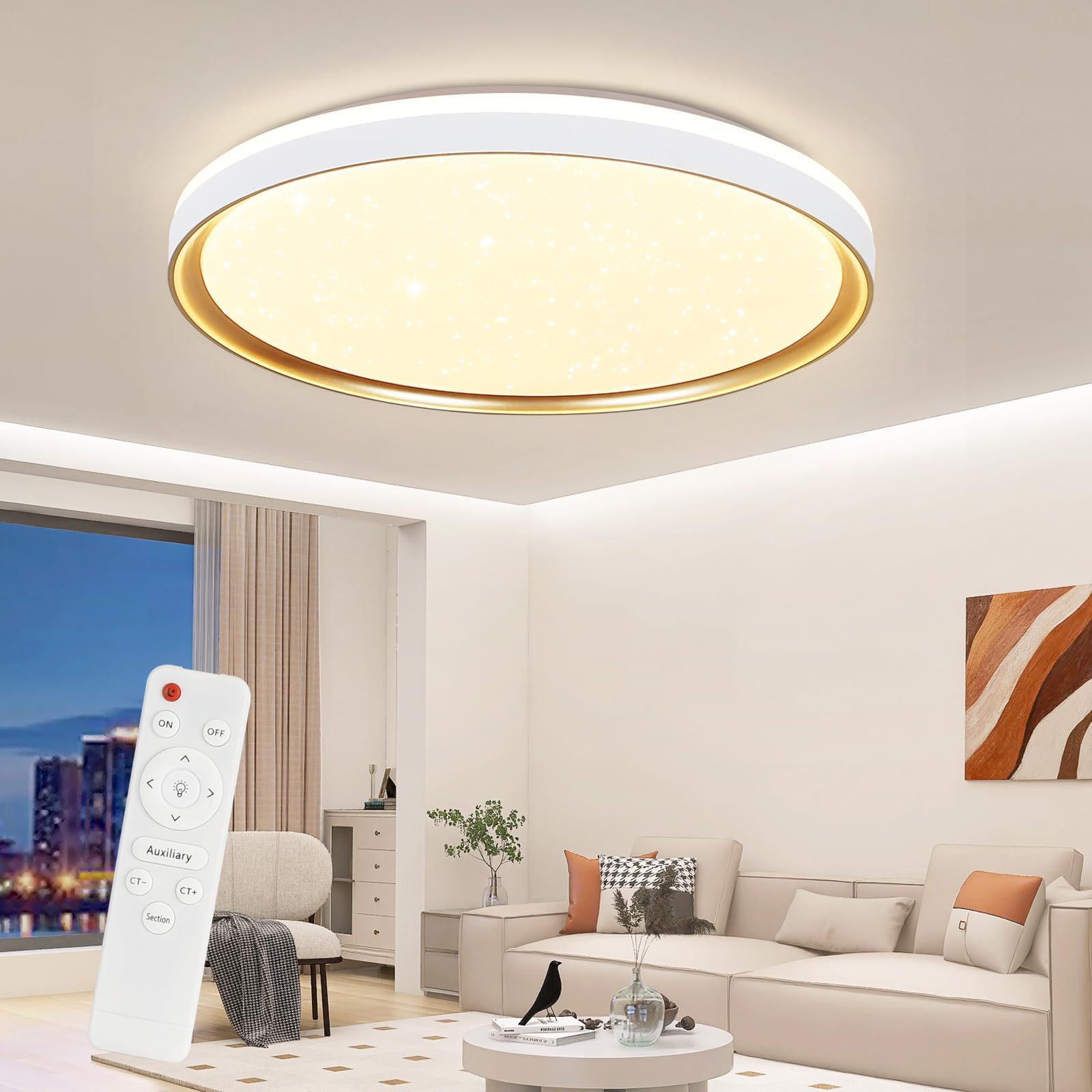 ZMH Deckenlampe Led Deckenleuchte Dimmbar Wohnzimmer - 46W ...