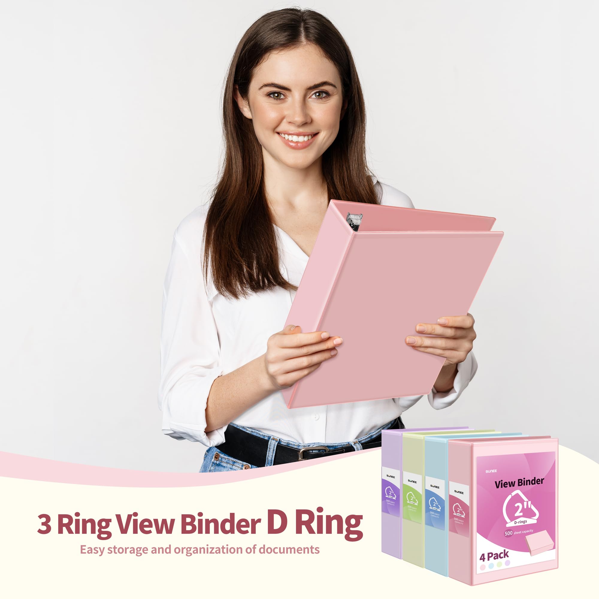 Snapklik.com : SUNEE 3 Ring Binder 2 Inch, Clear View Binder Three Ring ...