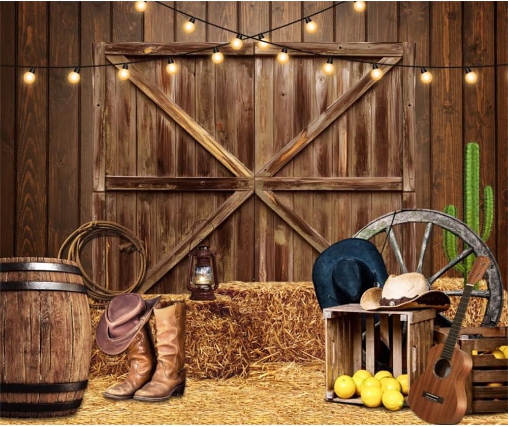 Amazon.com : Leowefowa Western Barn Backdrop 10x8ft Cowboy Birthday ...