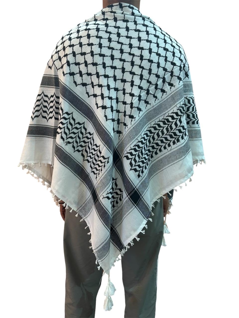 Buy Palestine Keffiyeh Arafat Scarf, Black and White Geometric Pattern ...