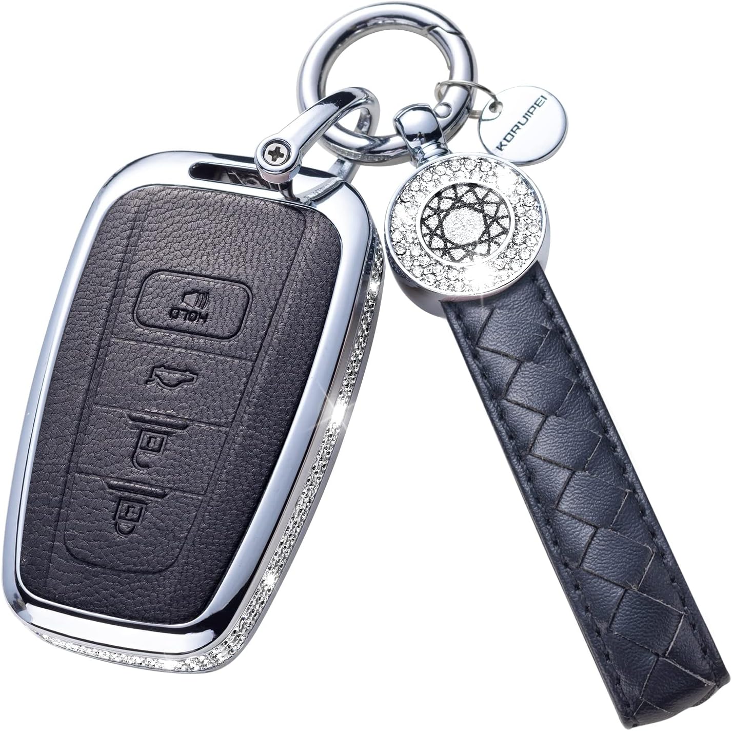 Amazon.com: RUABIBAN Compatible with Toyota Key Fob Cover with Keychain ...