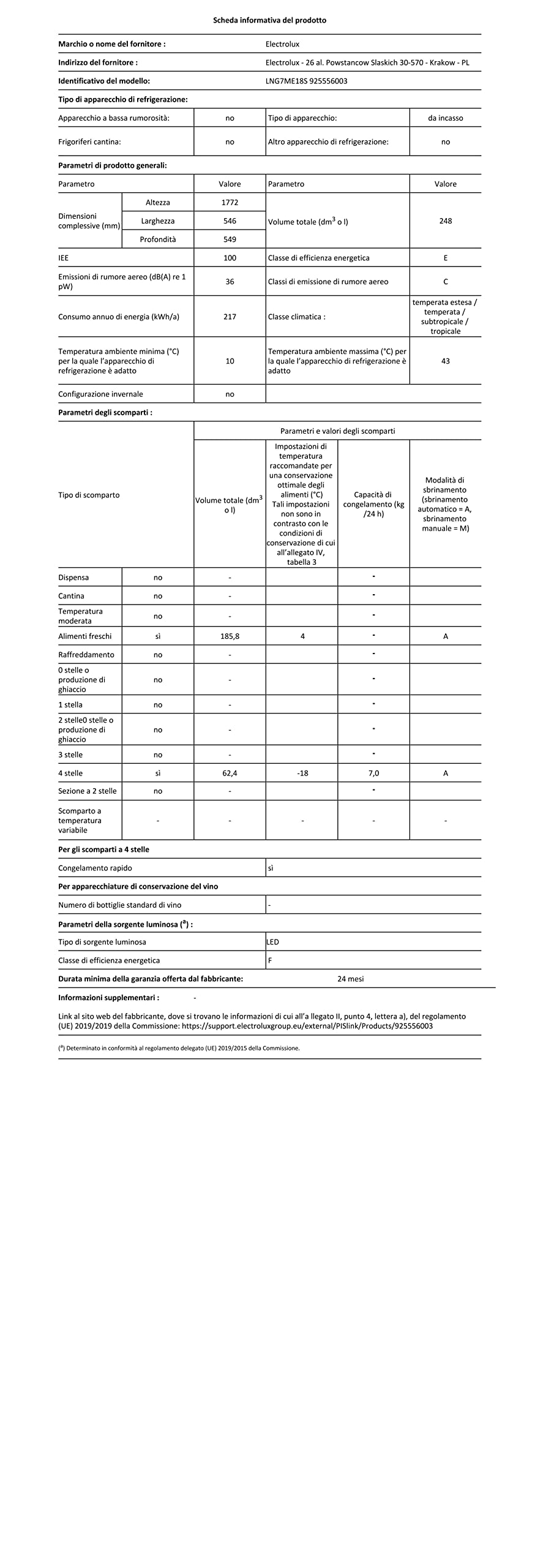 Electrolux ENT6TE18S Frigorifero Combinato da Incasso Total No Frost ...