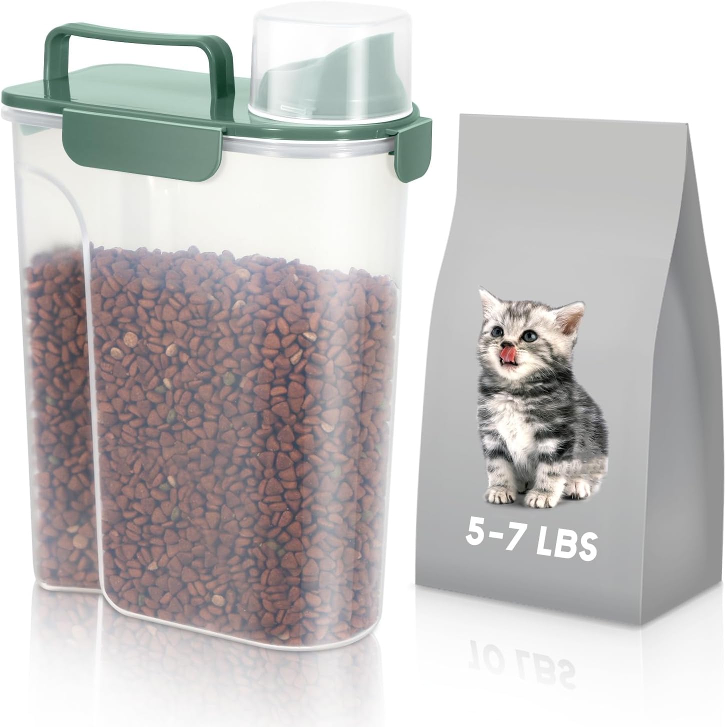 Amazon.com: LEAWALK 5-7Lbs Large Cat Food Storage Container, Portable ...