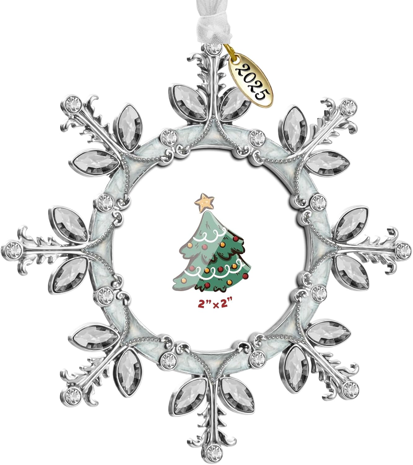 Amazon.com: Mulumu 2025 Christmas Tree Ornament Snowflake Picture Frame ...