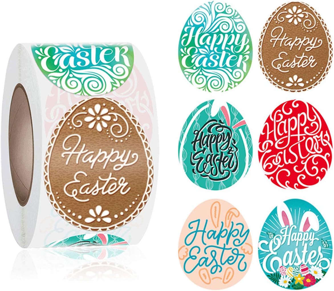 Amazon.com: LUKAP 500 Pcs Easter Gift Stickers Roll Bunny Easter Egg ...