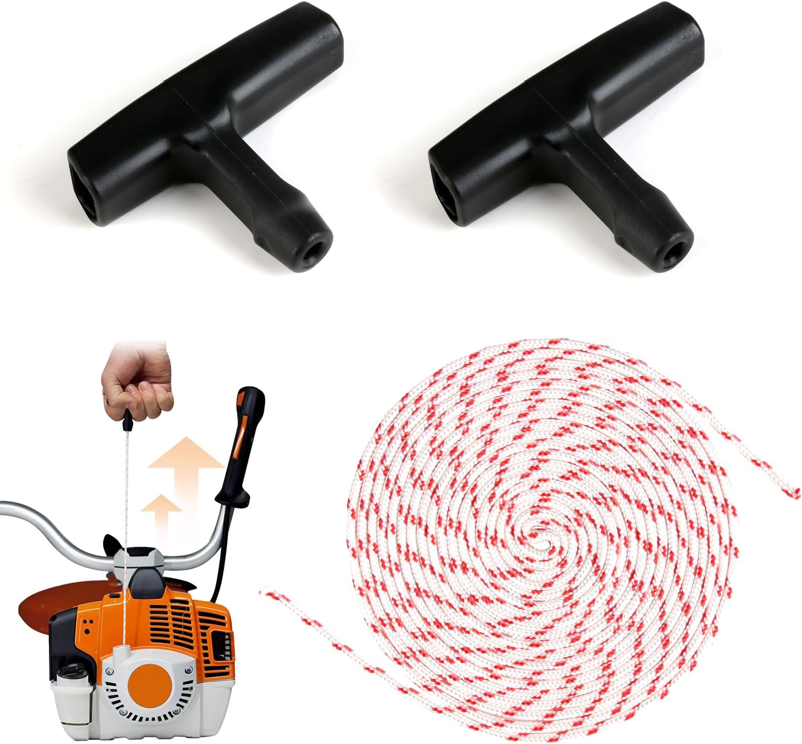 Clydewy Lawnmower Lawn Mower Pull Cord 4 Meters 3mm with 2 Pieces ...