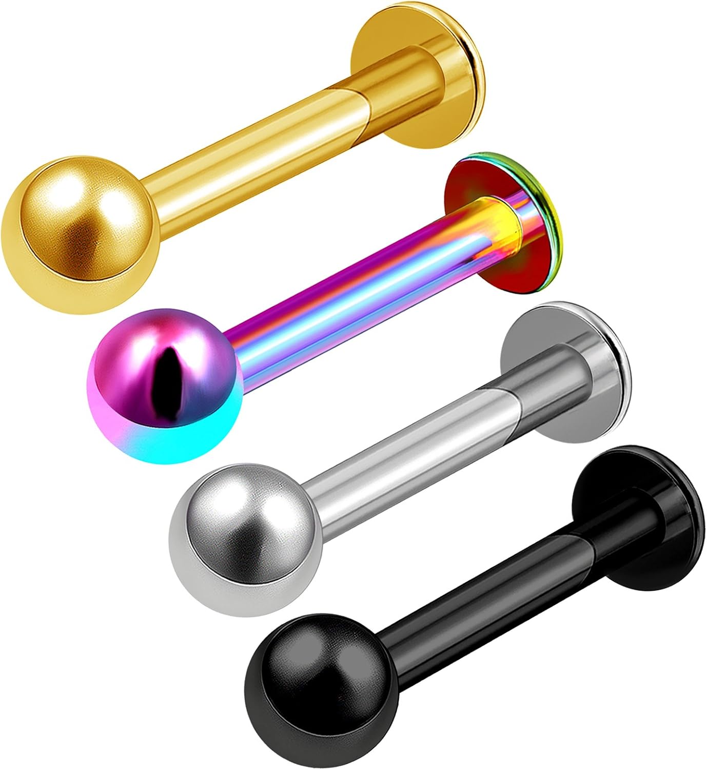 Amazon.com: 4Pcs Anodized Steel 14g 5/16 8mm labret Studs Piercing ...
