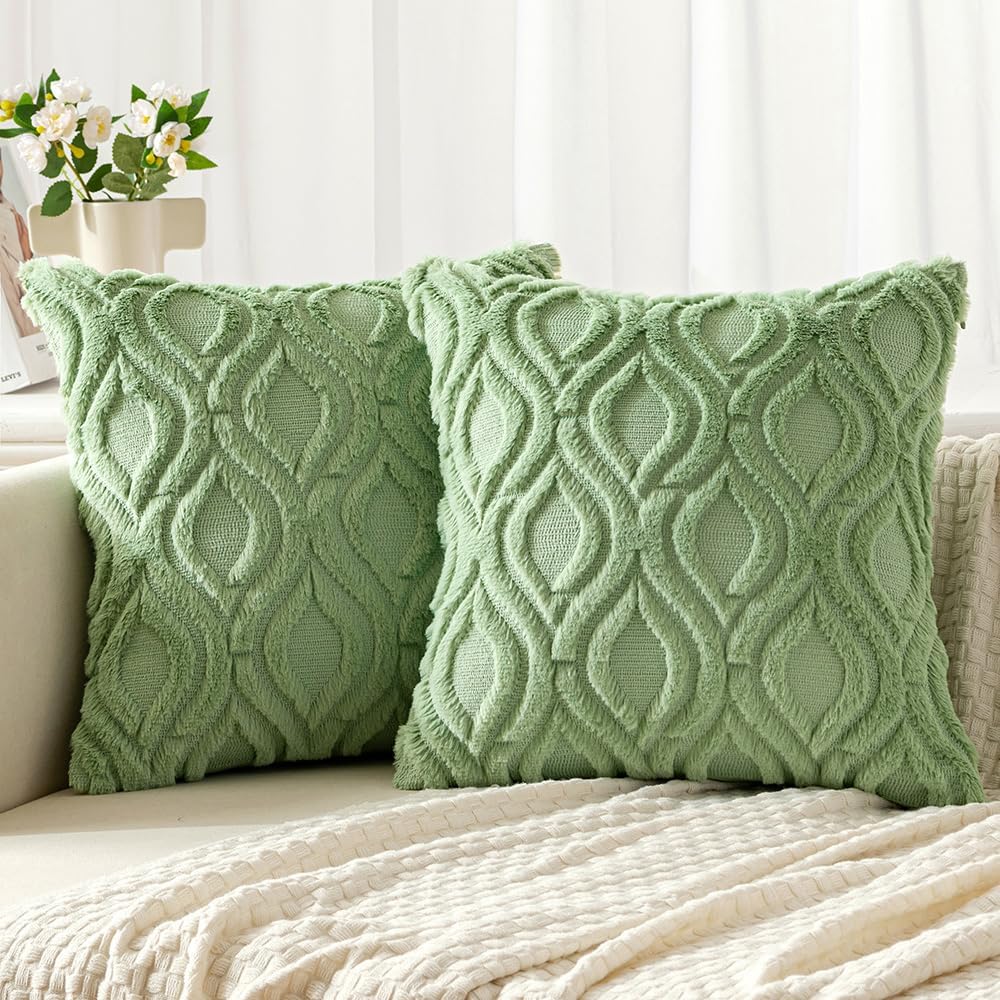 Amazon.com: MIULEE Sage Green Throw Pillow Covers 20x20 Inch, Soft ...