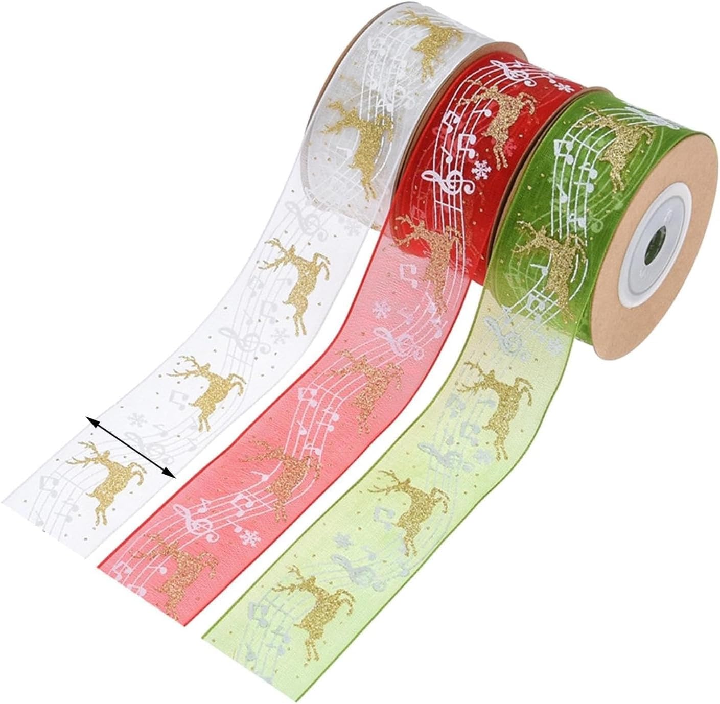 Amazon.com: 3 Rolls Christmas Ribbon Wired Edge Ribbons DIY Crafts ...