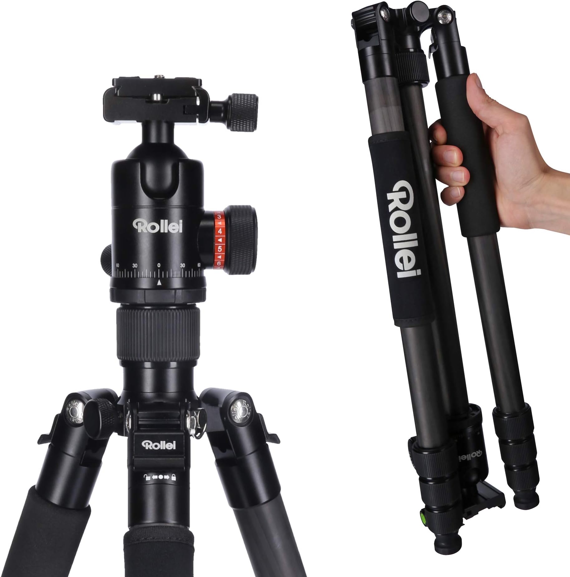 Amazon.com : Rollei C6i Carbon Tripod - with 3D Ball Head and redating ...