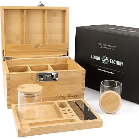 Amazon.com: Viking Factory Large Bamboo Box with Combination Lock, Home ...