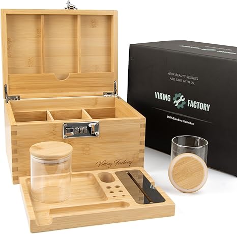 Amazon.com: Viking Factory Large Bamboo Box with Combination Lock, Home ...