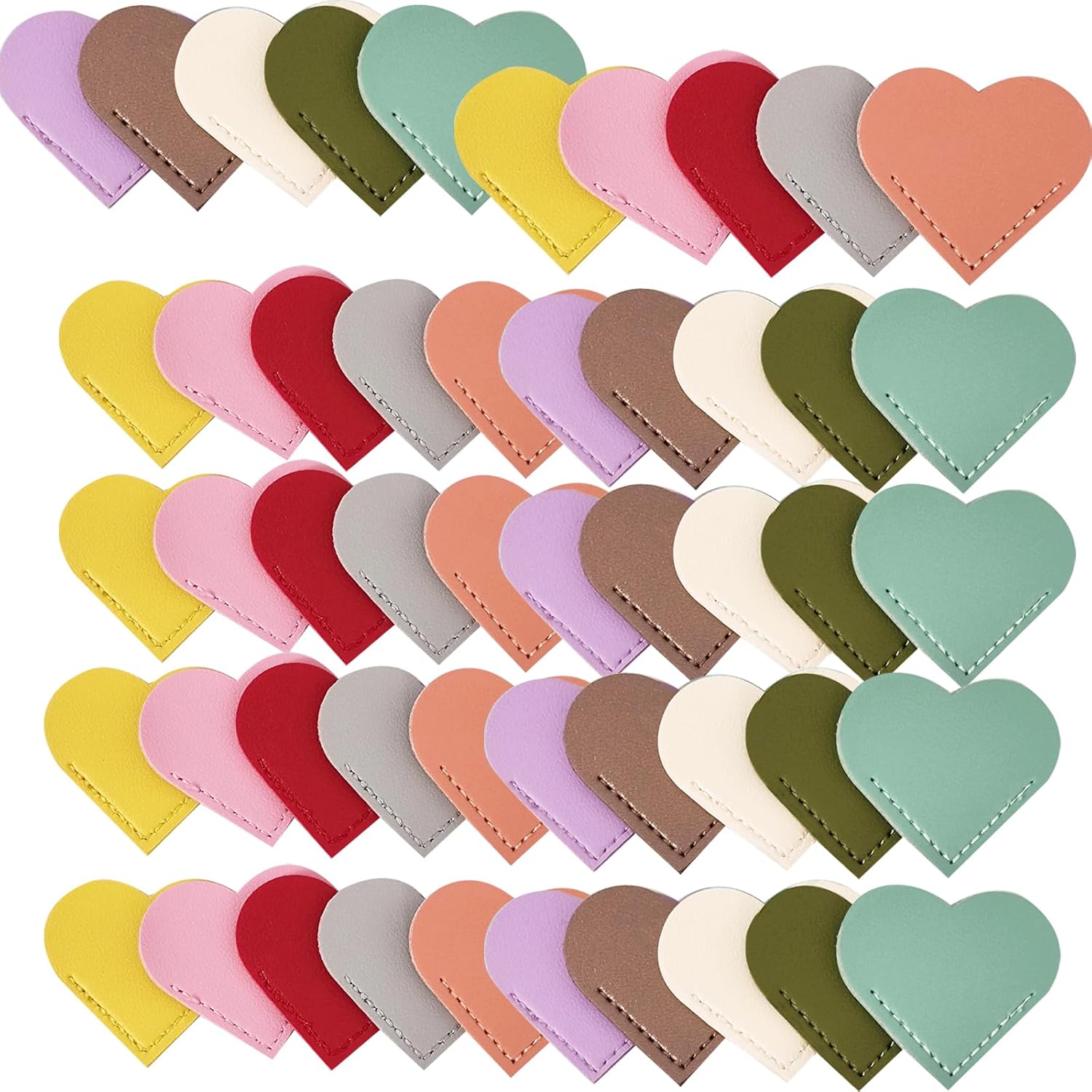 Amazon.com: 50 Pieces Heart Leather Bookmarks-10 Colors Cute Heart ...