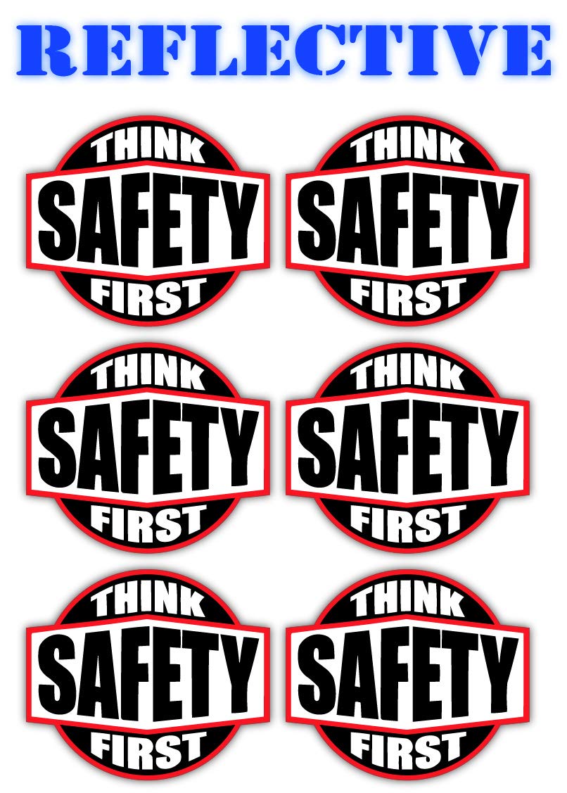 Amazon.com: 6 Pack | Reflective Think Safety First Hard Hat Stickers ...