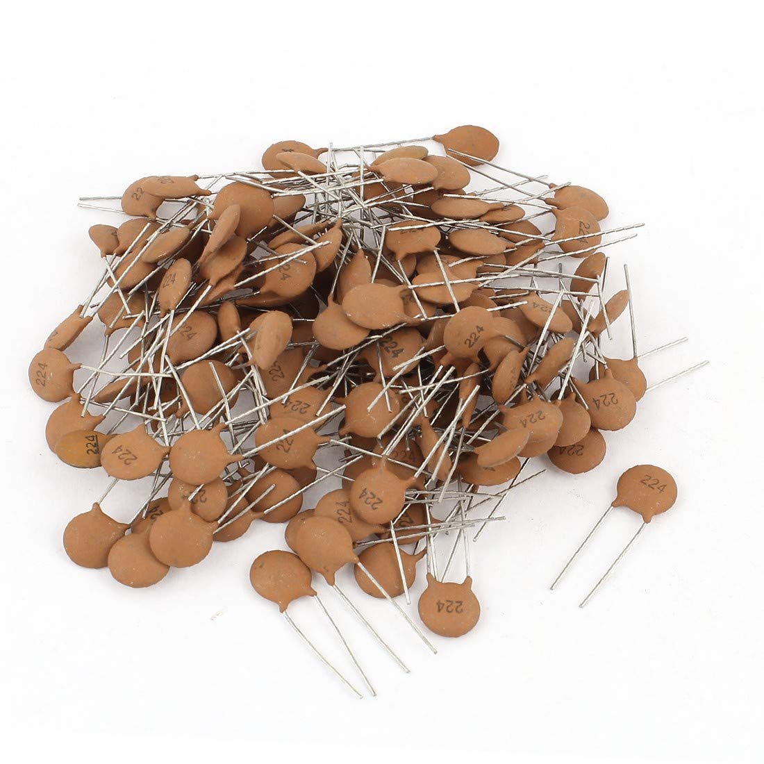 150Pcs Brown Ceramic Disc Capacitor 50V 220nF 20% Tolerance(150Pcs ...