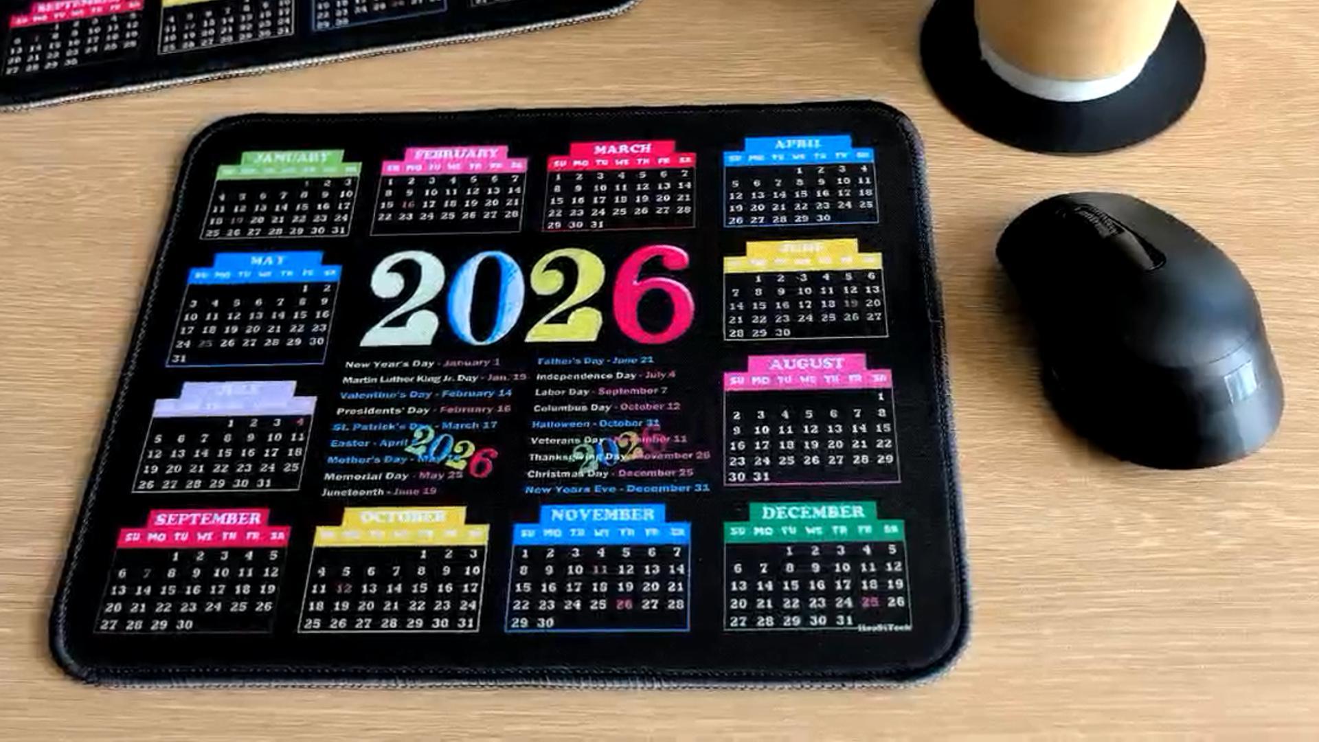 Watch Waterproof Mouse Pad Calendar 2026 with Holidays on Amazon Live