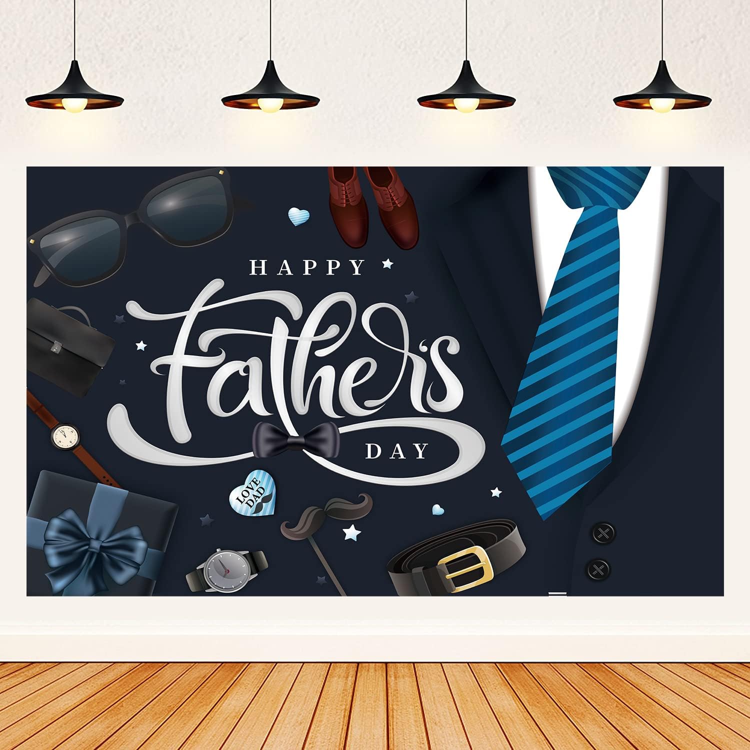 Amazon.com : Happy Fathers Day Banner Backdrop, Happy Fathers Day ...