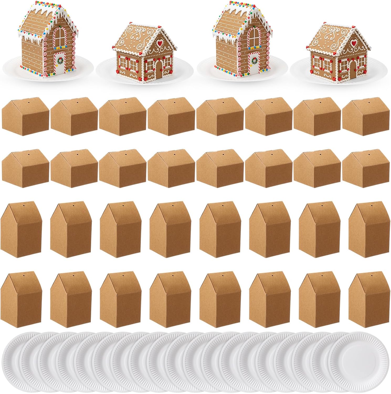 Amazon.com: Eaasty 100 Pcs Christmas Gingerbread House DIY Kit Craft ...