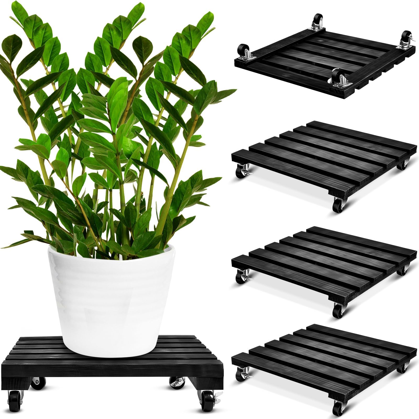 Amazon.com : Plant Caddy with Wheels, 4 Pack 14 Inch Plant Stand with ...