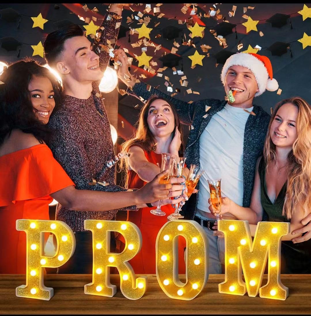 4 Pcs LED Prom Letter Lights 2024 Prom Letters Signs 3D for Graduation ...