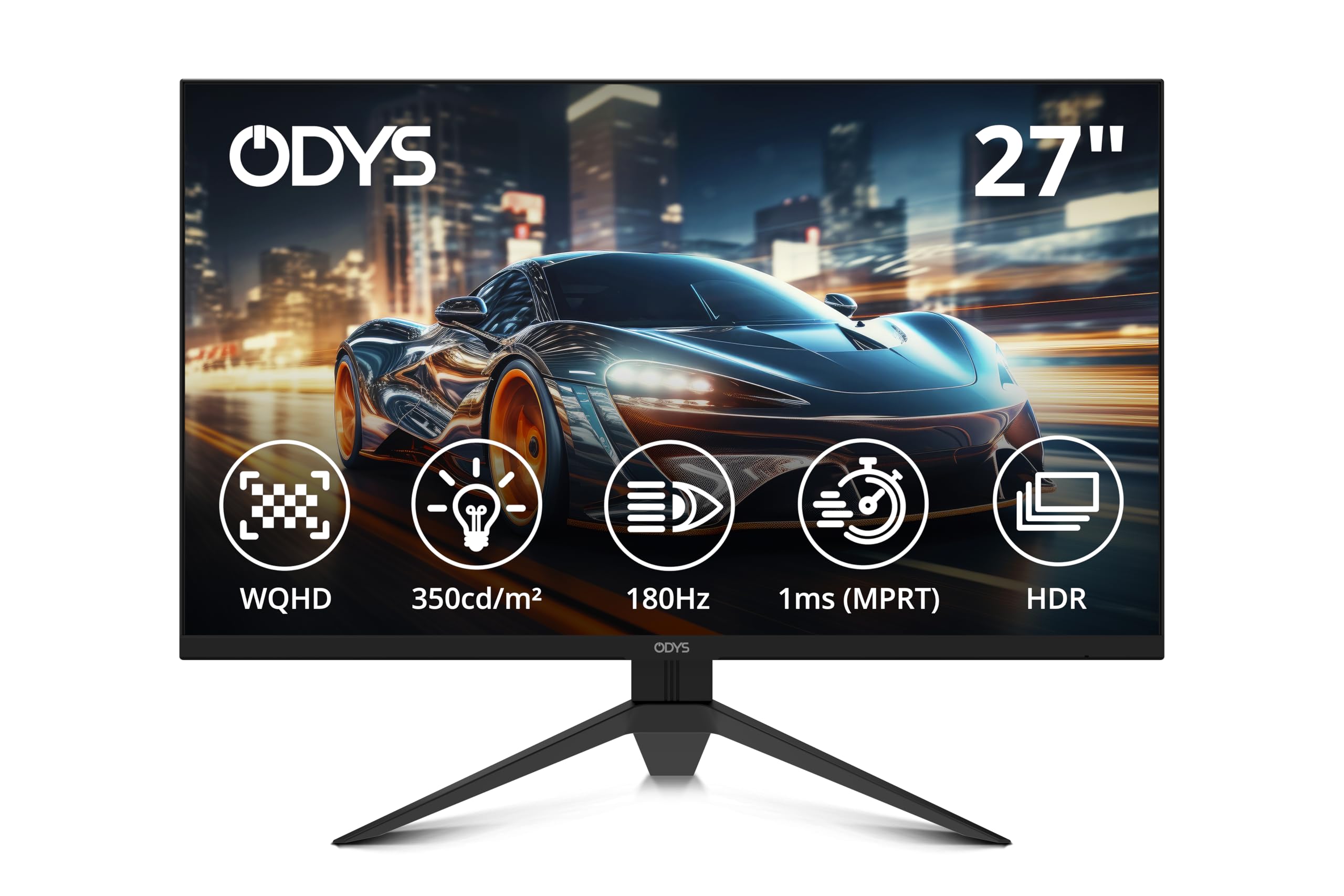 ODYS i27-Q-180 - 27 Zoll Gaming Monitor (69 cm Bildschirm, WQHD, 2.560x1.440 Pixel, 180 Hz, 1 ms ...