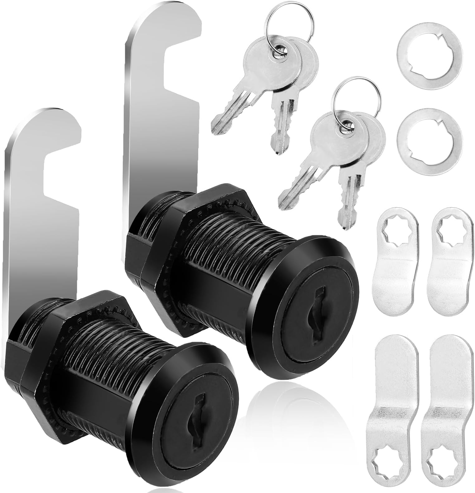 2 Pack 1-1/2 Inch Cam Locks with Keys Black File Cabinet Locks ...