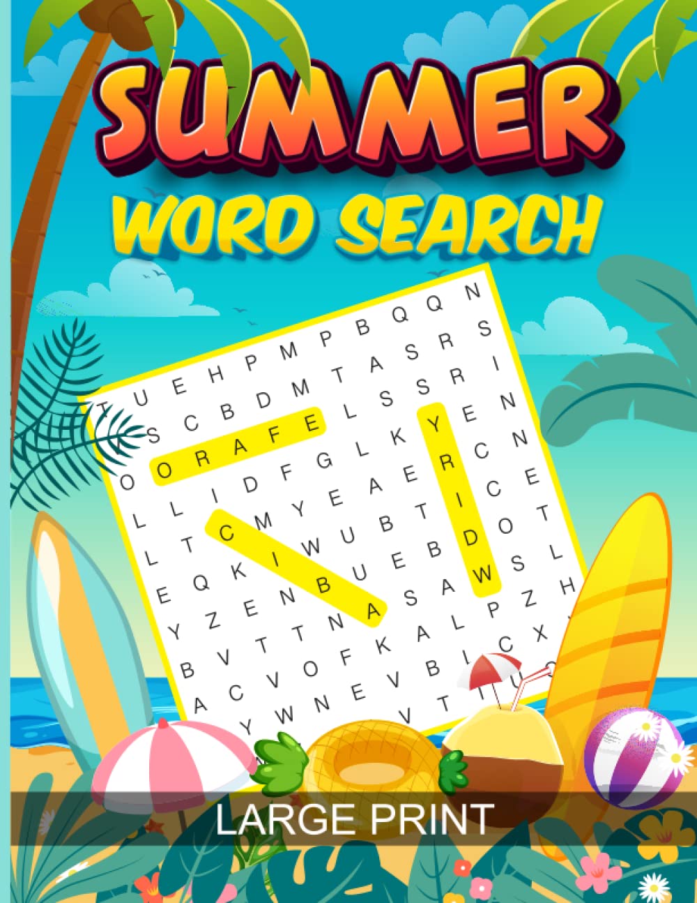 Summer Word Search Large Print: A New Fun and Challenging Summer Based ...