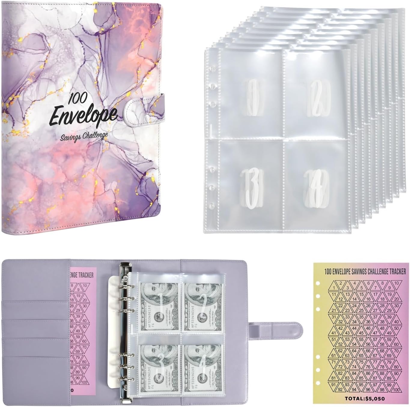 Amazon.com: Stashset 100 envelope savings challenge binder-A fun 100 ...