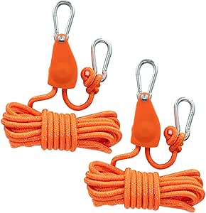 5m Tent Guy Ropes with Adjustable Pulley, Easy to Tighten and Release ...