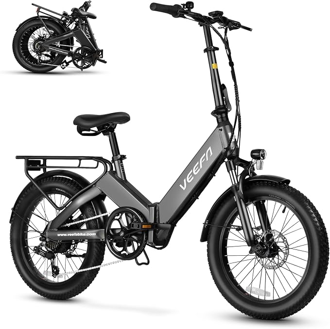 VEEFA F1 Foldable Electric Bike for Adults, 20 MPH Peak 750W Motor E ...