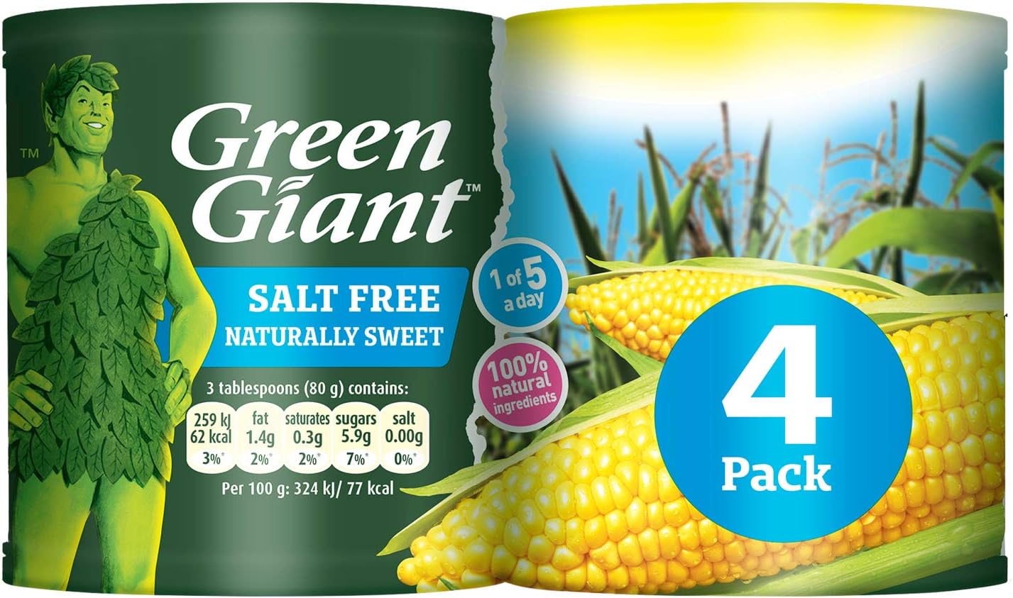 Green Giant Naturally Sweet Sweetcorn No Added Salt (4x198g) : Amazon ...