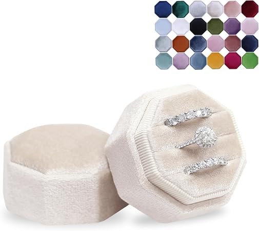 Amazon.com: BLUTETE Velvet 3 Slots Jewelry Ring Box Engagement Wedding ...