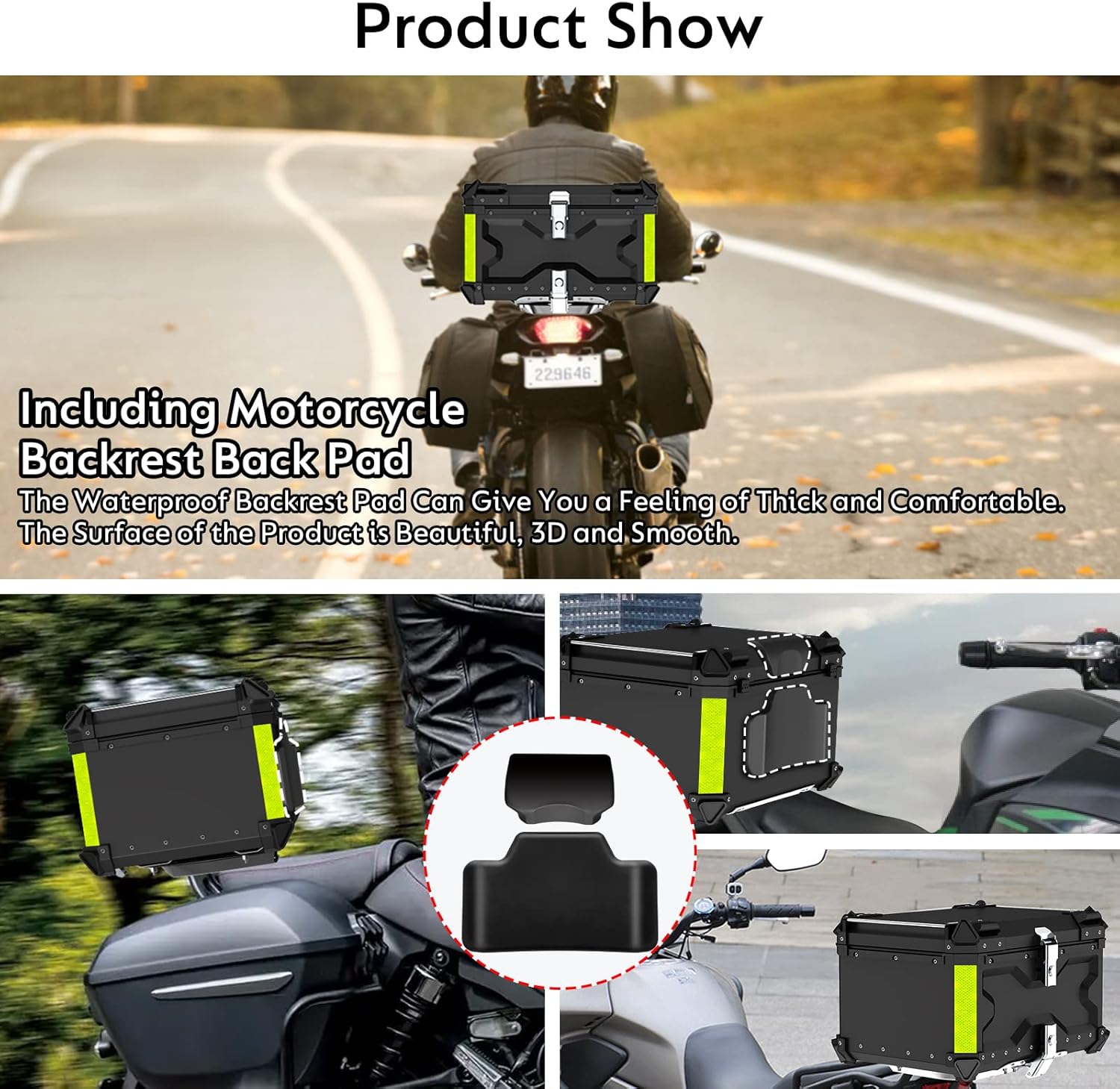 Buy LESANM 65L Motorcycle Top Case, [Heavy Duty] Aluminum Universal ...