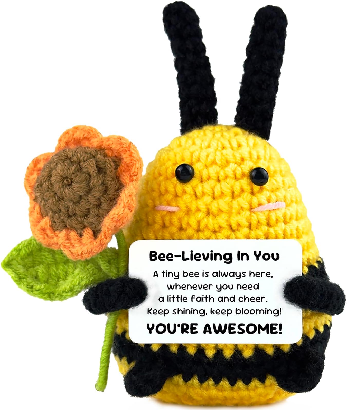 Amazon.com: Emotional Support Bee, Positive Crochet Bee Doll with Card ...
