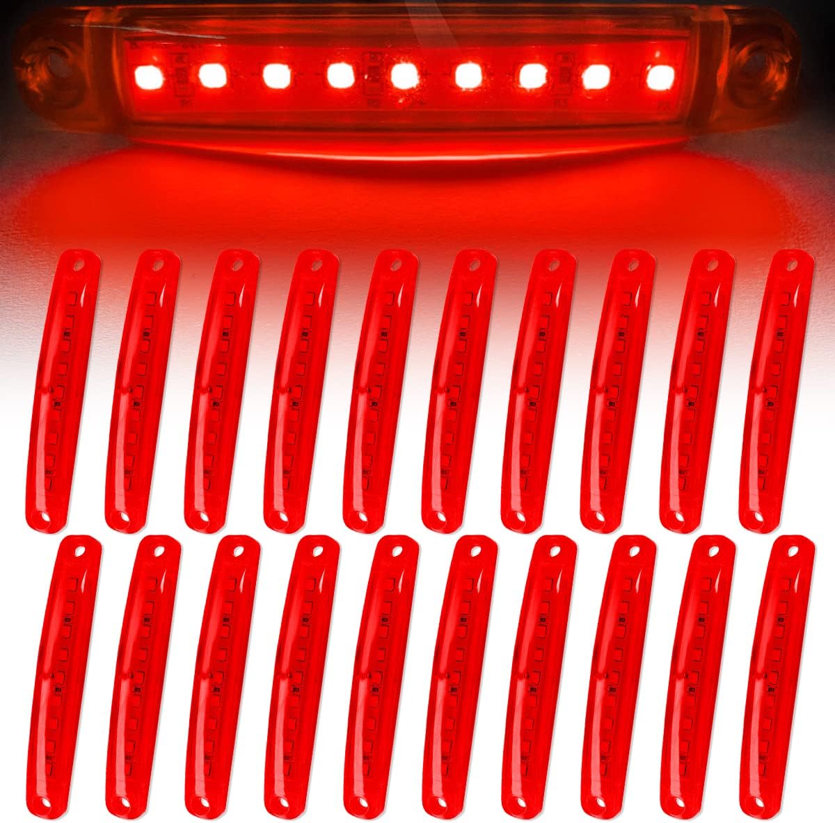 Amazon.com: 20Pcs Side Marker Lights Red 12-24V 9LED 3.9'' Front Rear ...